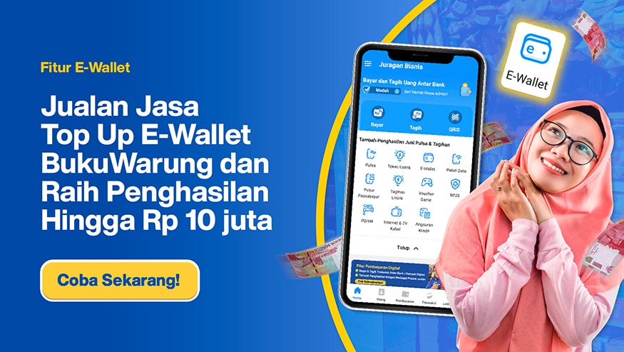 Jualan Top Up E-Wallet Lewat BukuWarung Bebas Biaya Admin