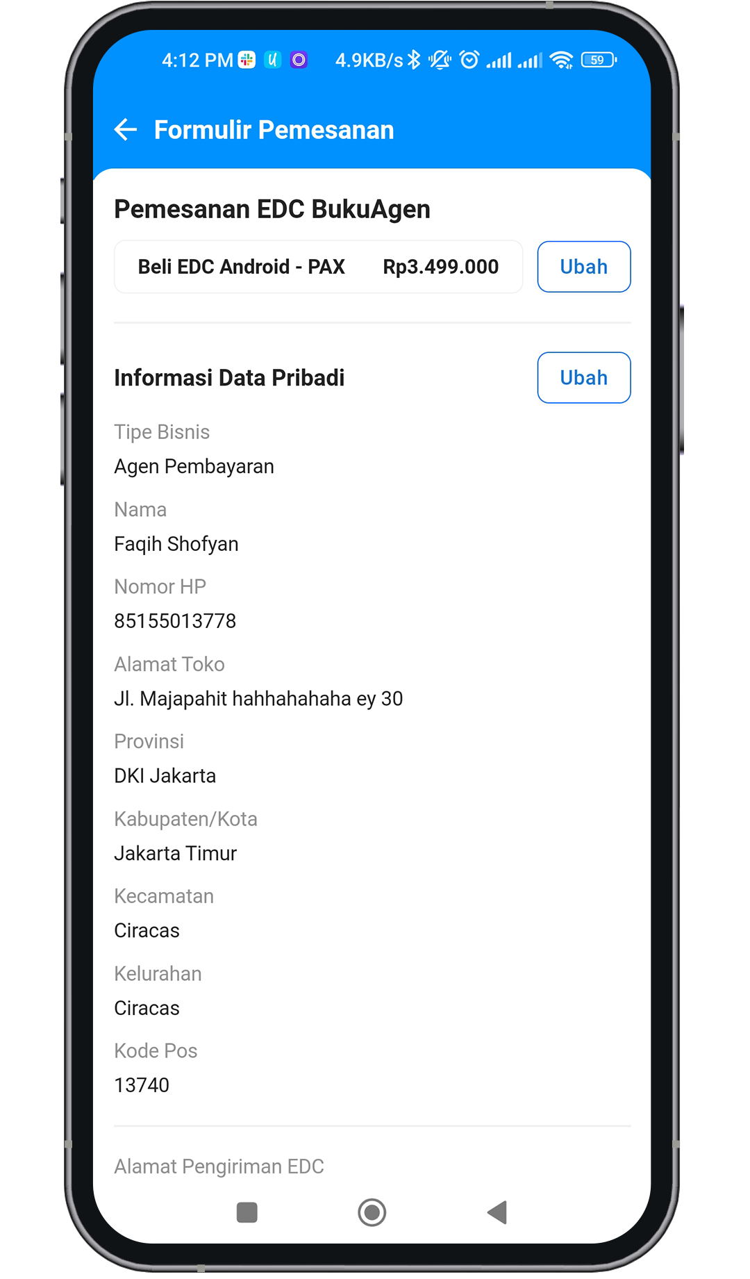 Jual Mesin EDC Android BukuAgen